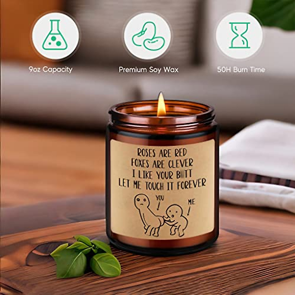 GSPY Scented Candles for Men, Women - Naughty Anniversary, Fiance Gifts for Her, Him, Couples Gifts - Funny Birthday, Mothers Day, Fathers Day, Love You Gifts for Husband, Wife, Boyfriend, Girlfriend