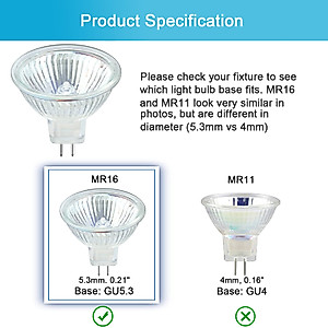 XBOCMY MR16 Halogen Light Bulbs, 6 Pack 50W 12V GU5.3 Bi-Pin Base, Dimmable Spotlights with Glass Cover for Living Rooms, Landscape, Track Lights, Desk Lamps, Fiber Optics