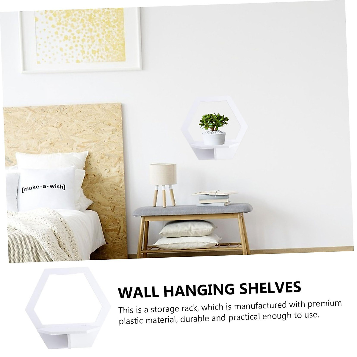 Cabilock 1pc Shelf Corner Shelves Square Plant Stand Jewelry Holder Plant Holder Decorative Floating Shelves Decorative Shelves Bedside Rack Rustic Wall Headboard Wall Hanging Plastic White