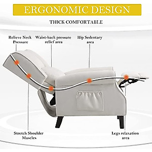 Amazon Brand- Set of 2 Wingback Recliner Chair with Massage and Heat- Accent Chair Push Back Chair for Living Room Bedroom(Beige)