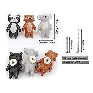YOUYOUULU 5Pcs Cute Animal Knobs Kids Handles Ceramic Knobs Children's Room Door Nursery Cupboard knobs Lovely Cabinet pulls Drawer knob for Kids, with Screws