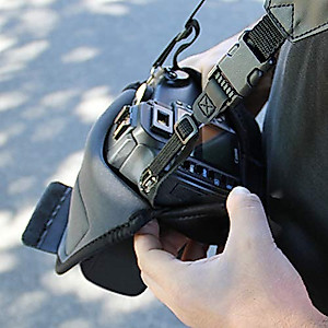 USA GEAR Camera Sleeve and Zoom Lens DSLR Camera Case with DSLR Sleeve Protection, Holster Belt Loop and Accessory Storage - Compatible with Canon, Nikon, Sony, Olympus, Pentax and More (Black)