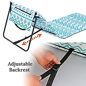 BenefitUSA Outdoor Portable Lounge Chair Beach Reclining Lounger Chair Ground Mat Beach Pool (Stripe)