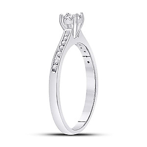 The Diamond Deal 10kt White Gold Womens Round Diamond Solitaire Bridal Wedding Engagement Ring 1/10 Cttw
