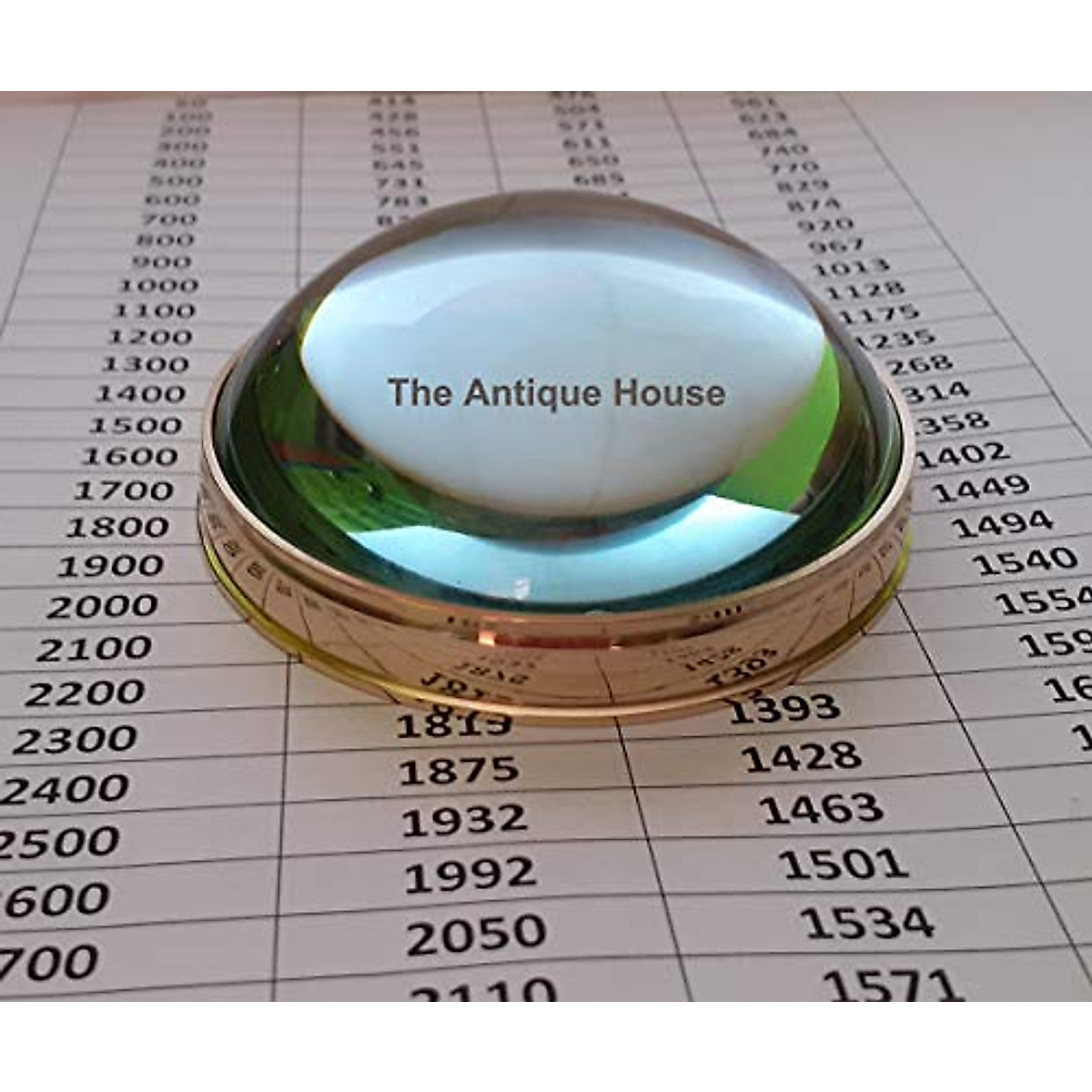 Vintage Solid Brass Desk Magnifying Glass Chart Paper Reader Weight Magnifier