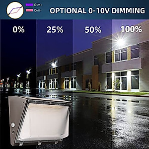 120W LED Wall Pack Light Fixture with Dusk to Dawn, 5000K Daylight Commercial Outdoor Lighting, 0-10V Dimmable 16800LM 600-800W HPS/HID Equiv., UL/DLC Waterproof LED Flood Security Light for Warehouse