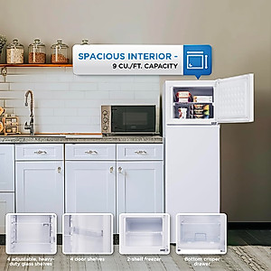 Unique Appliances UGP-260L W Solar Powered DC Refrigerator with Top Freezer Fridge for Bedroom, Campsite, and Off-Grid Locations, 9 cu./ft, White