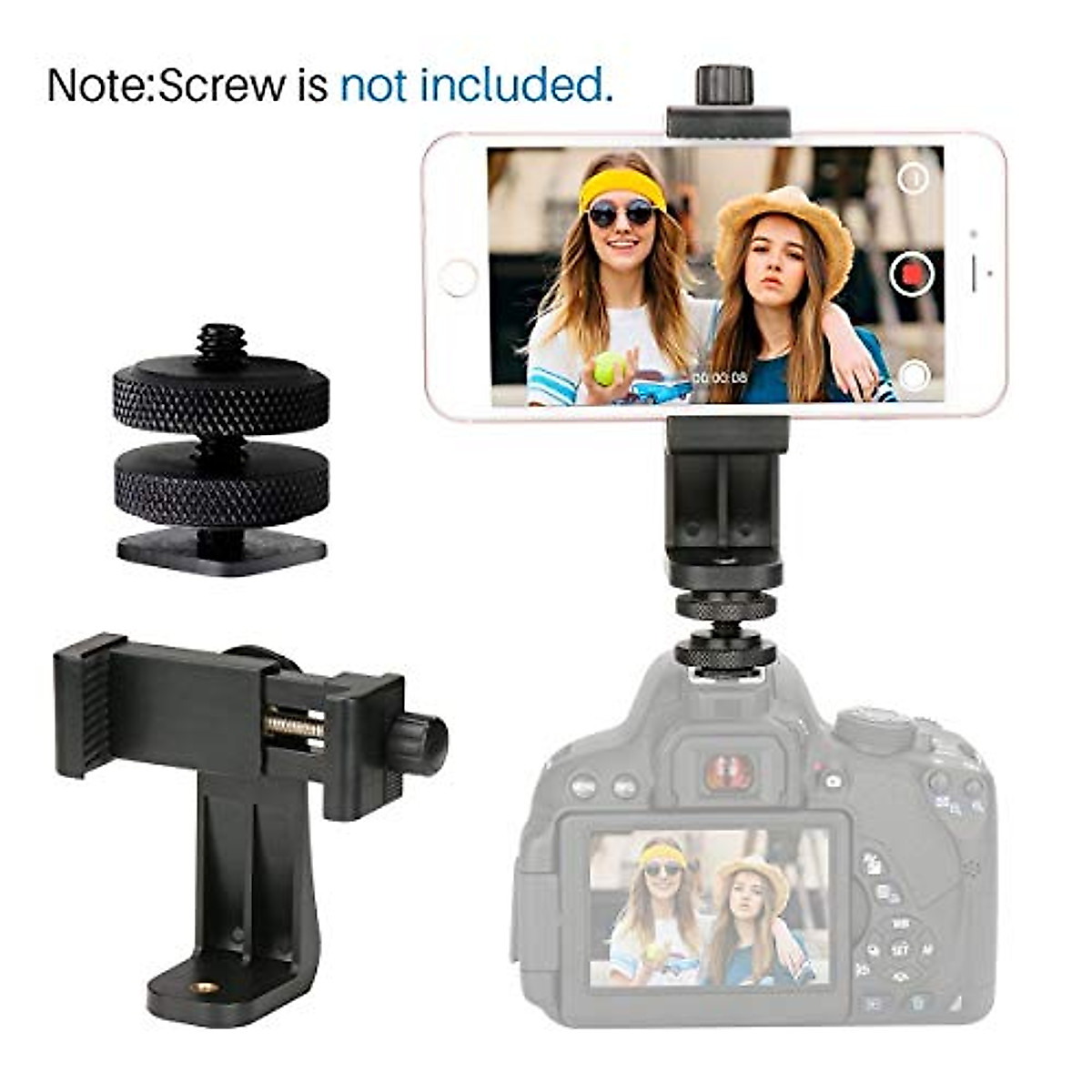 ORIbox Phone Tripod Stand Adapter Cell Phone Holder Mount Adapter, Fits iPhone, Samsung, and All Phones, Rotates Vertical and Horizontal, Adjustable Clamp