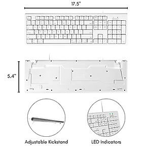 Macally Full-Size USB Wired Keyboard for Mac Mini/Pro, iMac Desktop Computer, MacBook Pro/Air Desktop w/ 16 Compatible Apple Keyboard with Numeric Keypad, Rubber Domed Keycaps - Spill Proof