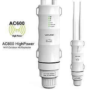 WAVLINK AC600 Outdoor Weatherproof Wi-Fi Range Extender-Dual Band 2.4 & 5GHz Long Range Wireless Internet Signal Extender Booster&Router/AP/Repeater/WISP Mode with POE,No WiFi Dead Zones for Home
