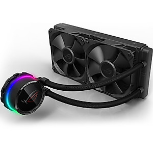 Asus ROG RYUO 240 RGB AIO Liquid CPU Cooler 240mm Radiator Dual 120mm 4-Pin PWM Fan with OLED Panel & Fan Control 1.77"