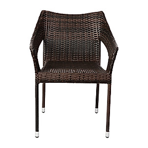 EMMA + OLIVER Embry Patio Dining Chair - PE Rattan with Steel Frame - All Weather Materials - No Assembly Required - Espresso