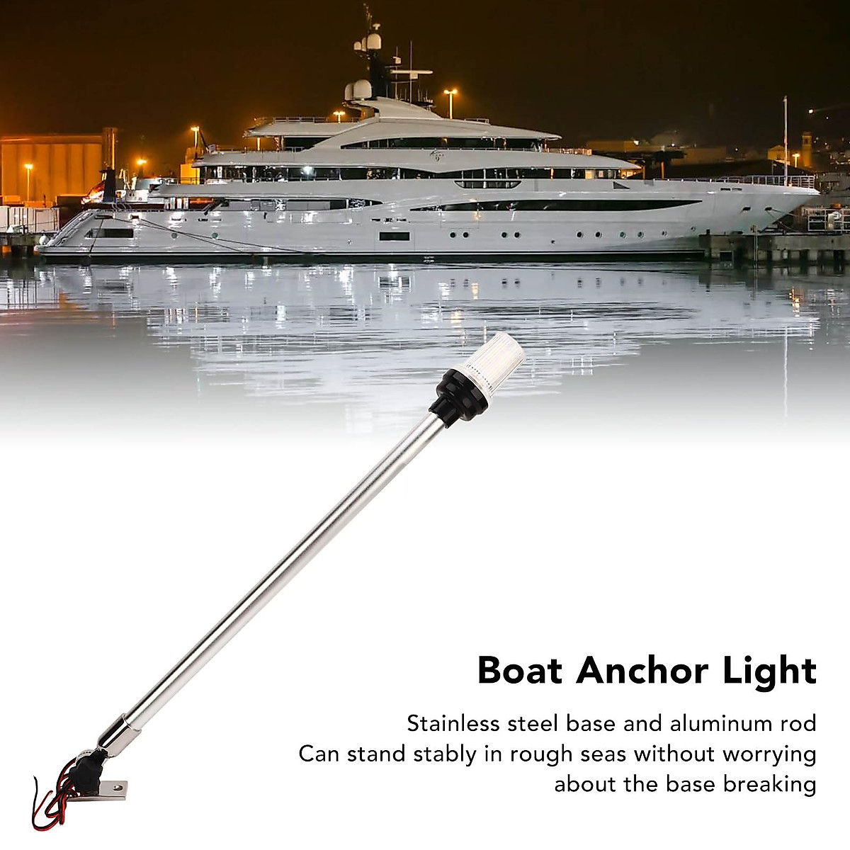 Boat Stern Light, 360 Degrees All Around Fold Down Pole Light, 3NM Visibility LED Navigation Light with 316 Stainless Steel Base for Marine, Fishing Boat, Yacht, Pontoon (22 inch)