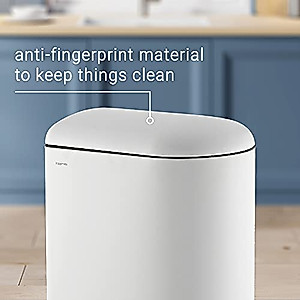 happimess HPM1009C Roland Mini 2.6-Gallon Step-Open Trash Can, Modern, Minimalistic, Fingerprint-Proof, Rustproof, Soft Close, Bedroom, Bathroom, Kitchen, Laundry Room, Office, 2.64 Gallons, White