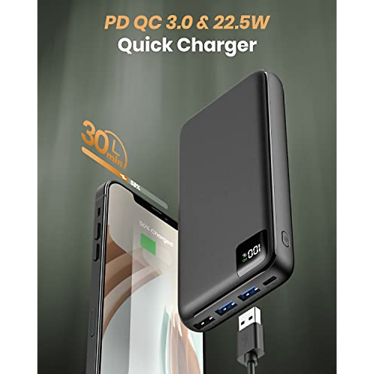 Bilivein Power Bank Portable Charger - 27000mAh Portable Phone Charger 22.5W Fast Charging PD QC3.0 External Battery Pack with 4 Outputs for iPhone, Samsung, Tablets