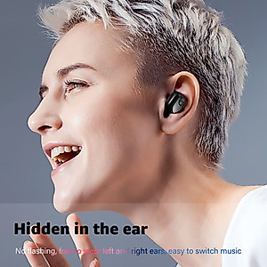 SYSFUN Single Bluetooth Wireless Earbud, Mini Invisible in-Ear Wireless Bluetooth Headphone 12 Hours Super Long Battery Life Suitable for Sports Work and Sleep - Black