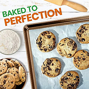 NutriChef Nonstick Cookie Sheet Baking Pan - Metal Oven Large Baking Tray, Professional Quality Non-Stick Mega Pan Bake Trays - Stylish Metallic Coating, PFOA PFOS PTFE Free NCLG1GD