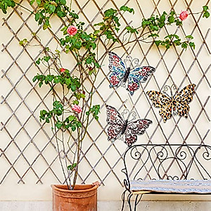 dreamskip 3 Pack Metal Butterfly Wall Decor, Outdoor Wall Art, Metal Butterflies Wall Sculpture for Garden, Patio, Fence, Yard, Balcony Decoration