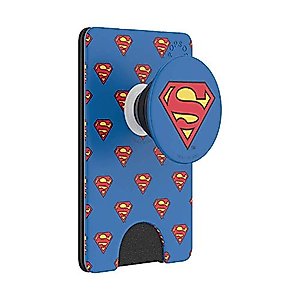 PopSockets Phone Wallet with Expanding Grip, Phone Card Holder, Wireless Charging Compatible, DC Comics - Superman Pattern