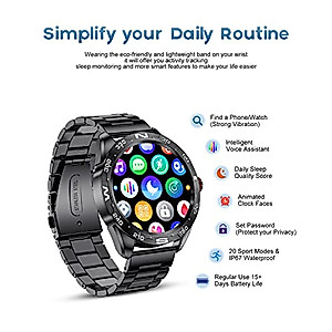 LIGE Smart Watches for Android iOS, Bluetooth Calls/Text Remind/Voice Speaker, Fitness Tracker with Heart Rate Sleep Monitor, 1.32'' HD Full Touch Screen, IP67 Waterproof Black Smartwatch for Men