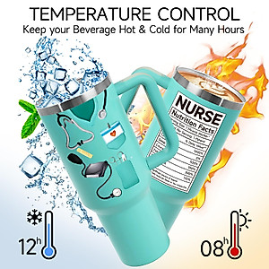 Nurse Gifts- Thank You Gifts For Nurse, Graduation Gifts - Graduation Gifts for Her, Colleagues, Work Besties/Graduation/Birthday Gifts For Nurse - Insulated Tumbler 40oz With Handle(Green)