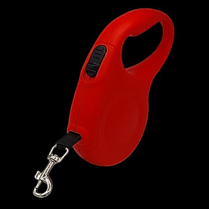 360° Tangle-Free Heavy Duty Retractable Dog Leash with Anti-Slip Handle, 16.4 ft Strong Nylon Tape, One-Handed Brake, Pause Lock Red