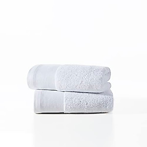 CANNON Luxury 100% Cotton Zero Twist Hand Towels (16" L x 28" W), 500 GSM, Aero Spun, Dobby Hemmed Borders, Super Soft, Thick & Highly Absorbent, Easy to wash (2 Pack, White)