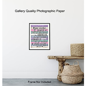 Inspiration Inspirational Wall Art - Always Remember You Are Braver - Positive Quotes Wall Decor - Encouragement Gift for Women - Motivational poster - Kids Room Bedroom - A.A. Milne Quotation Saying