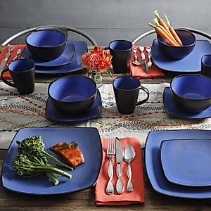 Gibson Soho Lounge Dinnerware set, Square, Blue