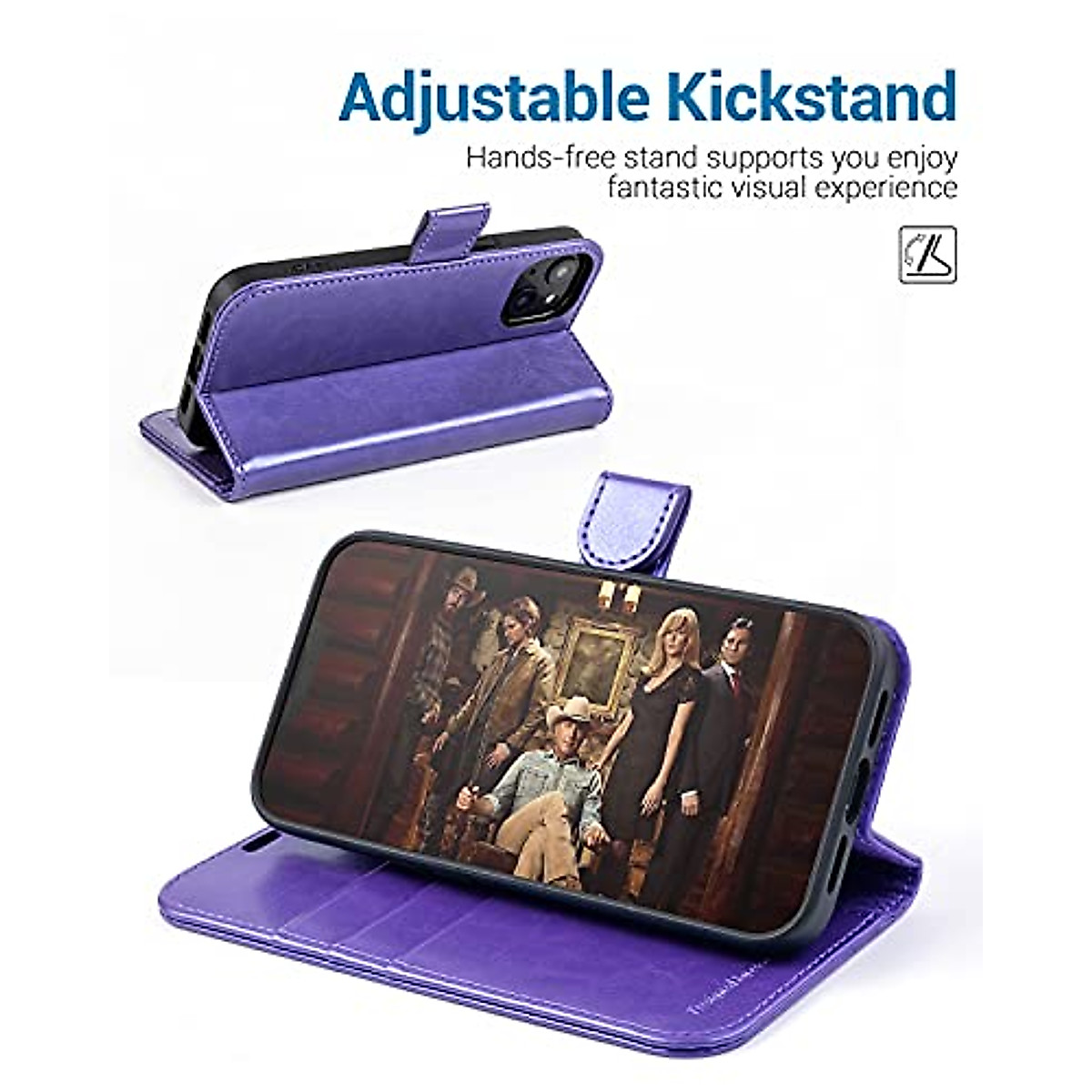 OCASE Compatible with iPhone 13 Wallet Case, PU Leather Flip Folio Case with Card Holders RFID Blocking Kickstand [Shockproof TPU Inner Shell] Phone Cover 6.1 Inch 2021 (Purple)