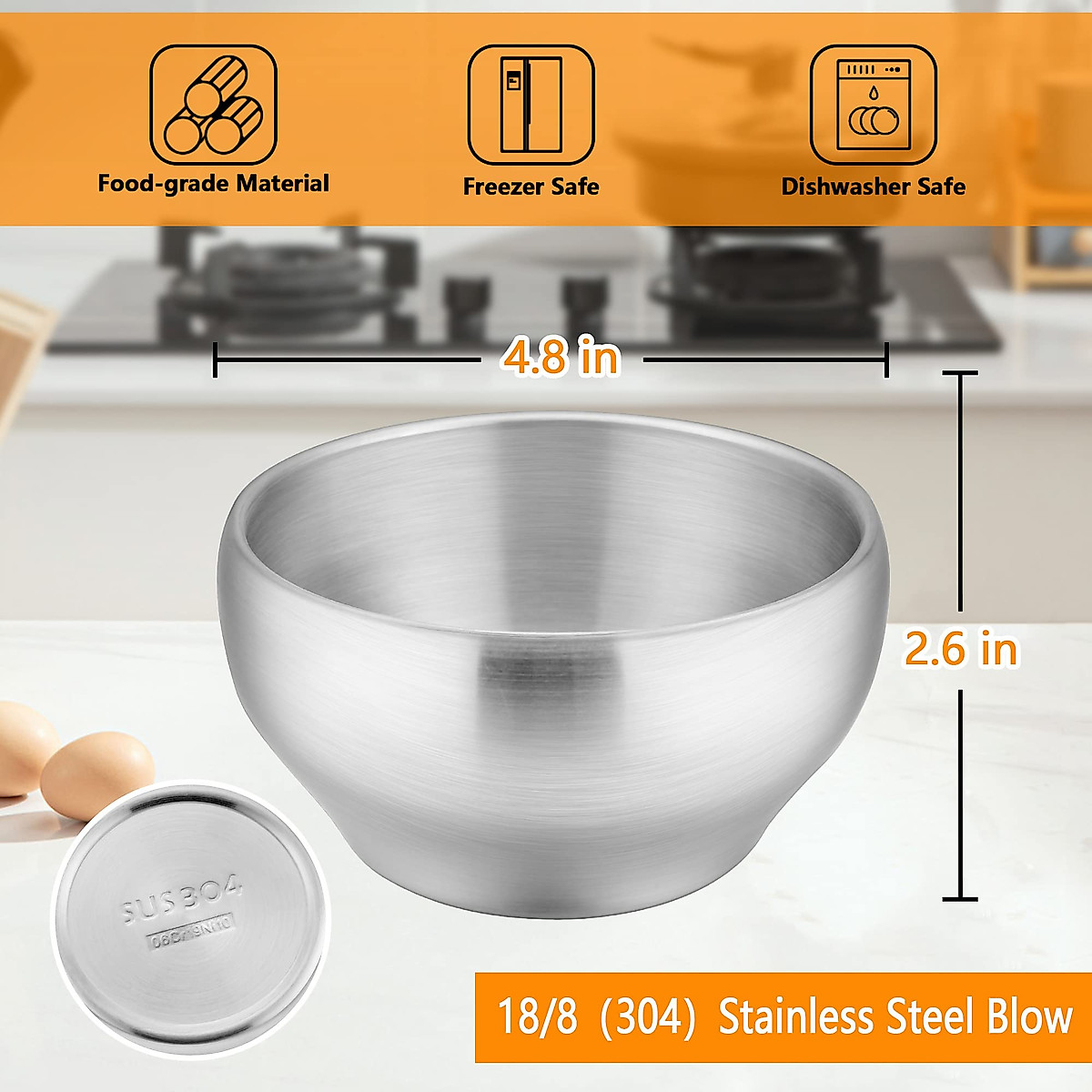 LIANYU 12oz Stainless Steel Bowls for Kids, 4 Pack Children Toddler Bowls, Double-walled Insulated Metal Bowls for Child, Baby Toddler Feeding Bowl for Dinner Lunch, Dishwasher Safe