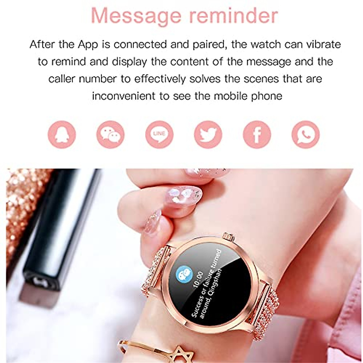 K KAIMORUI Smart Watch for Women IP68 Waterproof Smart Watches Heart Rate Fitness Watch Pedometer Female Smartwatch Activity Tracker for Andriond iOS Phones (Gold Diamond)