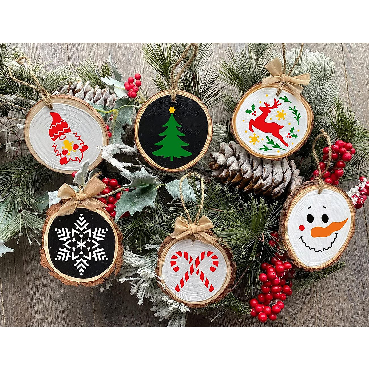 Christmas Stencils for Painting on Wood,3x3” Reusable Holiday Xmas Stencil Drawing Templates for Christmas Tree/Tier Tray/Window Decor