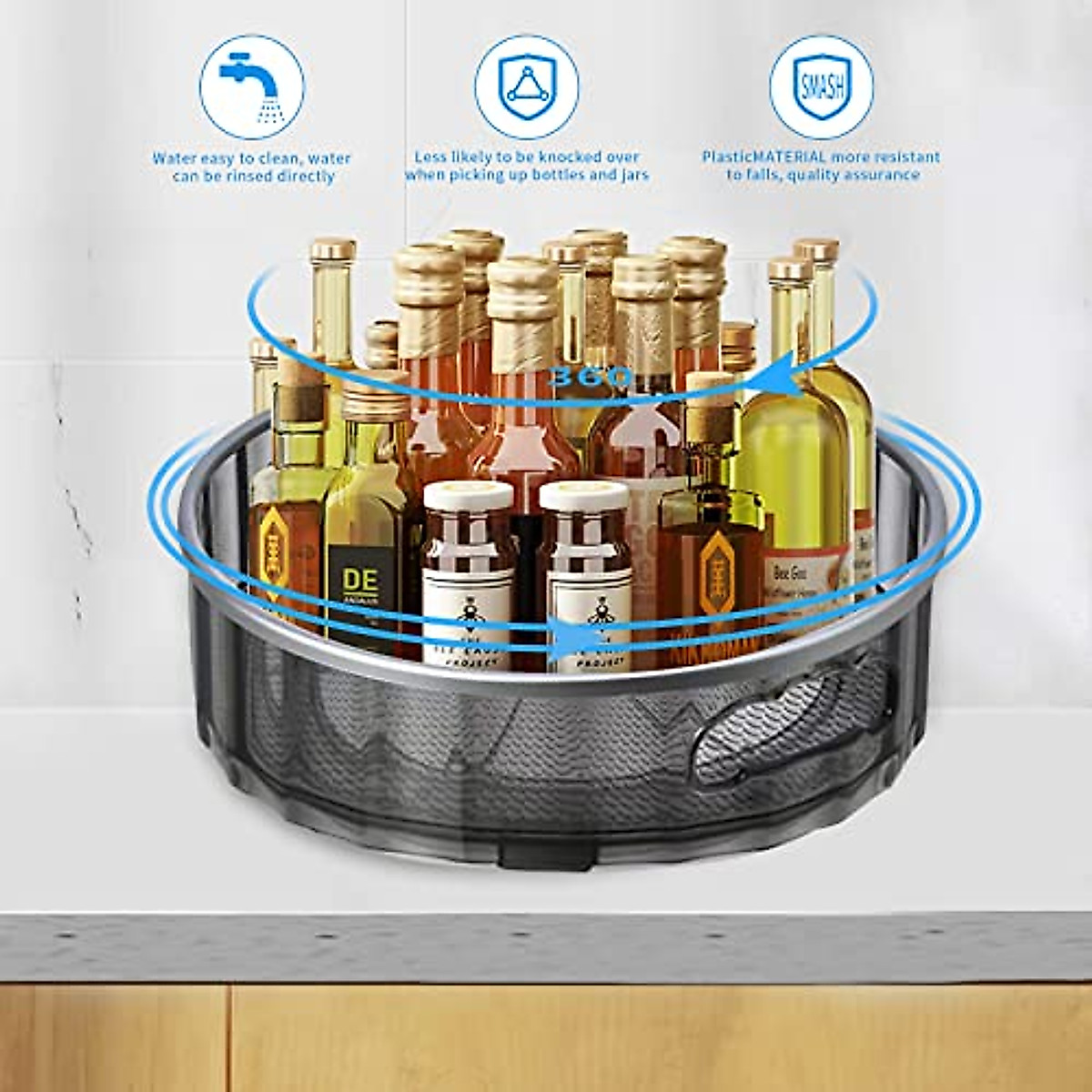 UNIFULL 2 Pack Clear Lazy Susan Turntable Organizer (11.7 Inch & 9"), Plastic Rotating Tray Home Edit Lazy Susan Spice Rack Cabinet Organizer for Pantry Countertop Kitchen Fridge Bathroom