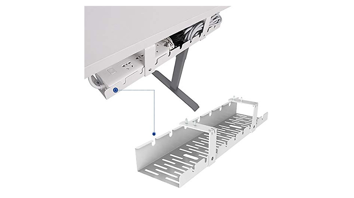 FLEXISPOT Under Desk Cable Management Tray, Metal Raceway Wires Cable ...