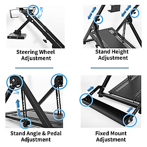 Anman Foldable Sim Racing Wheel Stand with Fixed Slot Fit for Logitech G25 G27 G29 G920 G923 Fanatec Thrustmaster Racing Simulator Tilt Adjustable Steering Wheel Stand,Wheel & Pedal Not Included