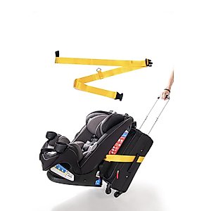 Car Seat Travel Belt | Car Seat Luggage Strap to Convert Your Car Seat and Carry-on Luggage into an Airport Car Seat Carrier | Bright Yellow - Travel Solution