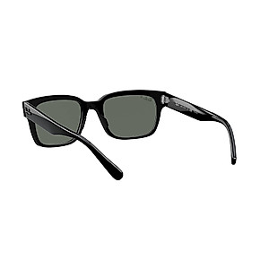 Ray-Ban Men's RB2190 Jeffrey Square Sunglasses, Black/G-15 Green Polarized, 53 mm