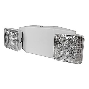Garrini LED Emergency Light Emergency Light Combo Rectangular Adjustable Dual Heads 2 Heads UL Certified GM6 for Apartments Hotels Hospitals Offices (White)