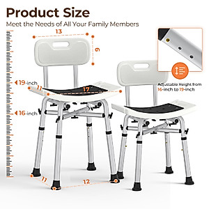 WAYES Shower Chair with Back - Narrow Shower Chair for Elderly and Disabled, Up to 500 Lbs, Heavy-Duty, Adjustable