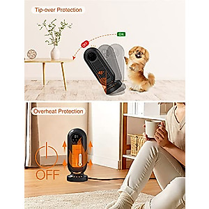 Lafhome Space Heater, 1500W Portable Ceramic Tower Heater, Oscillating Electric Space Heater with LED Flame Light, 12H Timer & Remote Control for Home Bedroom Office Indoor Use