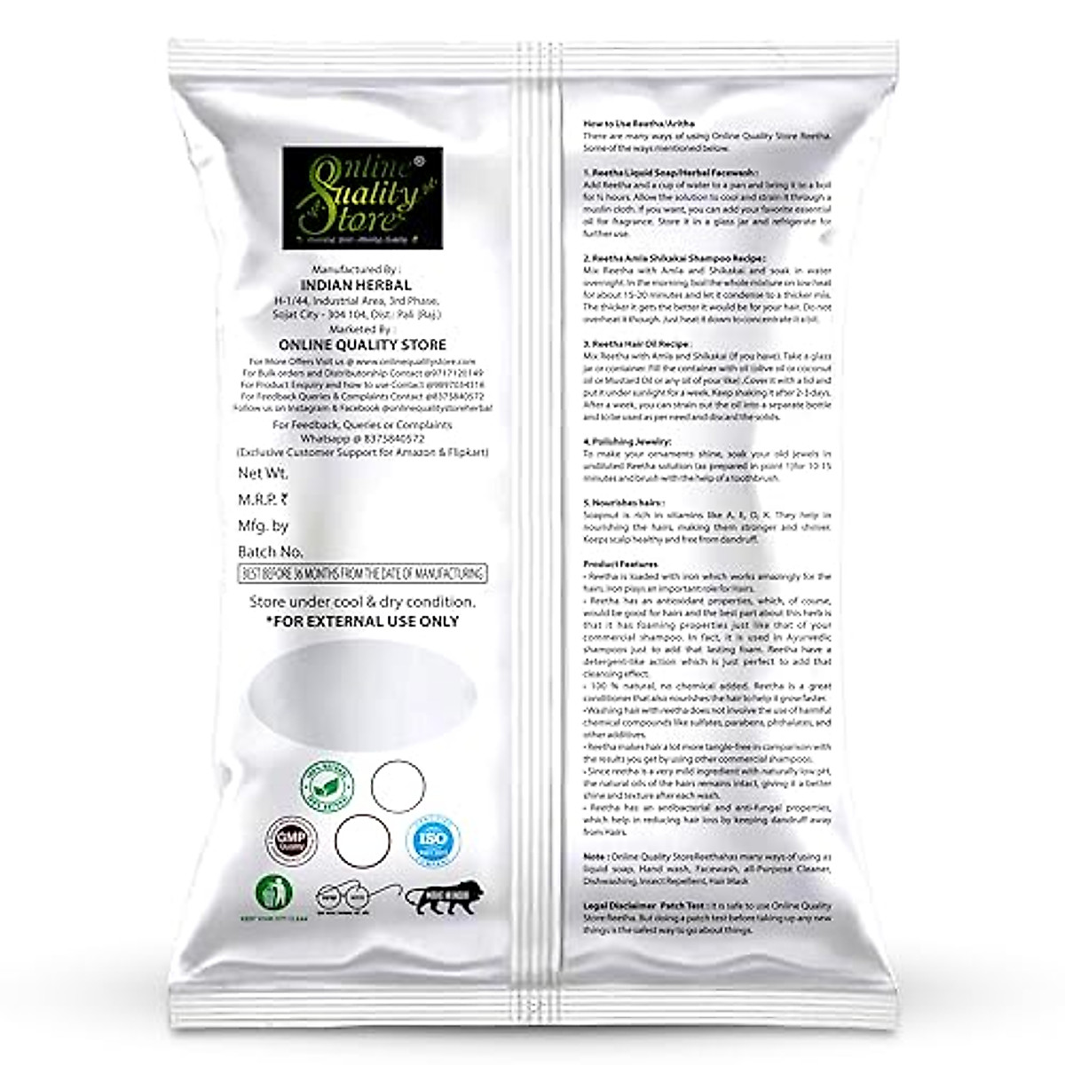 Online Quality Store Reetha Amla Shikakai (Raw Form) Combo Pack, 300 g (Pack of 3)