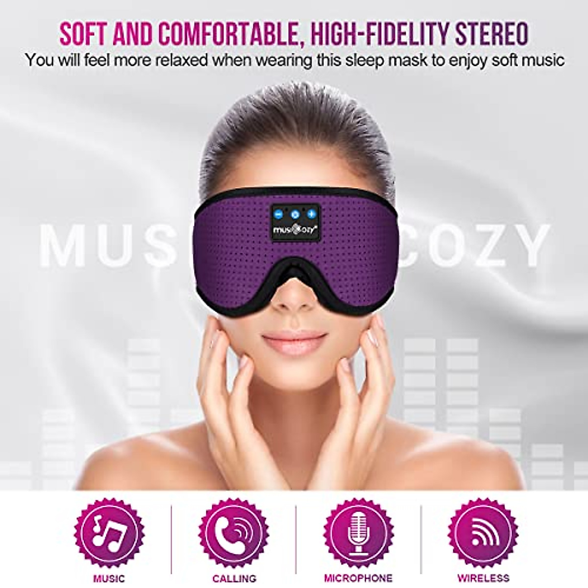 MUSICOZY Sleep Headphones Bluetooth Headband Breathable 3D Sleeping Headphones, Wireless Music Eye Mask Earbuds for Side Sleepers Women Office Air Travel Cool Tech Gadgets Unique Gifts, Pack of 2