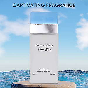 NovoGlow Blue Sky for Women - Aromatic Scents with finest oils for Men and Women - Enchanting Fragrance with Fruity, Floral Scent - 3.4oz Bottle Complete with Shiny Suede Pouch