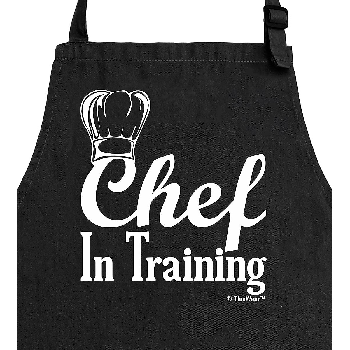 ThisWear Chef in Training Funny Apron for Kitchen Two Pocket Apron Black