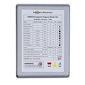 125-Piece Molecular Model Kit, Inorganic and Organic Chemistry Scientific Atom Molecular Models, Color-Coded Chemistry Set of Atoms and Molecules for Kids, STEM Set w/ Carrying Case - Atomic Architect