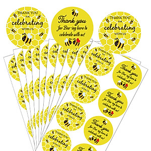 wootile Honey Bee Thank You Stickers 200 Pcs Bee Baby Shower Favor Label 2 Inch Thank You for Beeing Stickers Bzzz-Ness Sticker for Jars Bottle Gift Box Birthday Baby Shower Party Favor Label Stickers