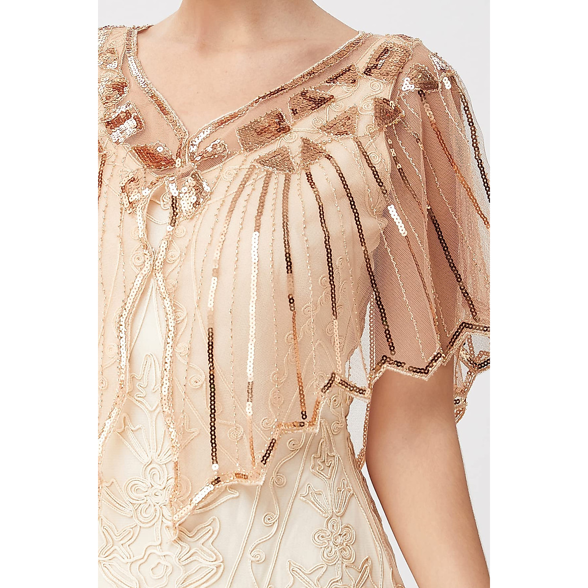 BABEYOND 1920s Shawl Wraps Sequin Beaded Evening Cape Bridal Shawl Bolero Flapper Cover Up