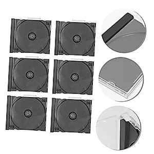 CIYODO 6pcs Casing Sleeve Binders Discs Black Clear Case and Cases Protects Portable Square Protective Tray Clam Nonwovens Holder Holders Against Color Assembled CD for