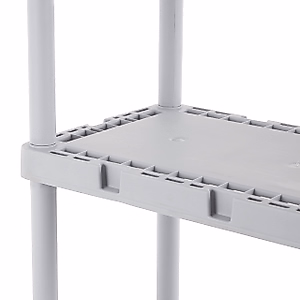 Gracious Living 4 Shelf Knect-A-Shelf Ventilated Light Duty Storage Unit Organizer System for Home, Garage, Basement, and Laundry, Gray.